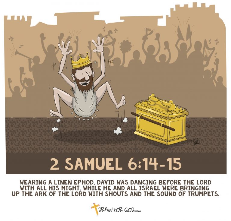King David Dancing Before the Lord - Christian Cartoon and Comic