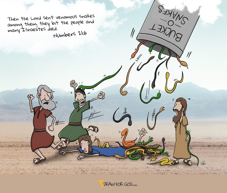 Stop Complaining - God Sends Snakes to the Israelites Cartoon